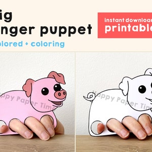 Pig Paper Craft Printable Farm Animal Finger Puppet Kids Craft Farm ...