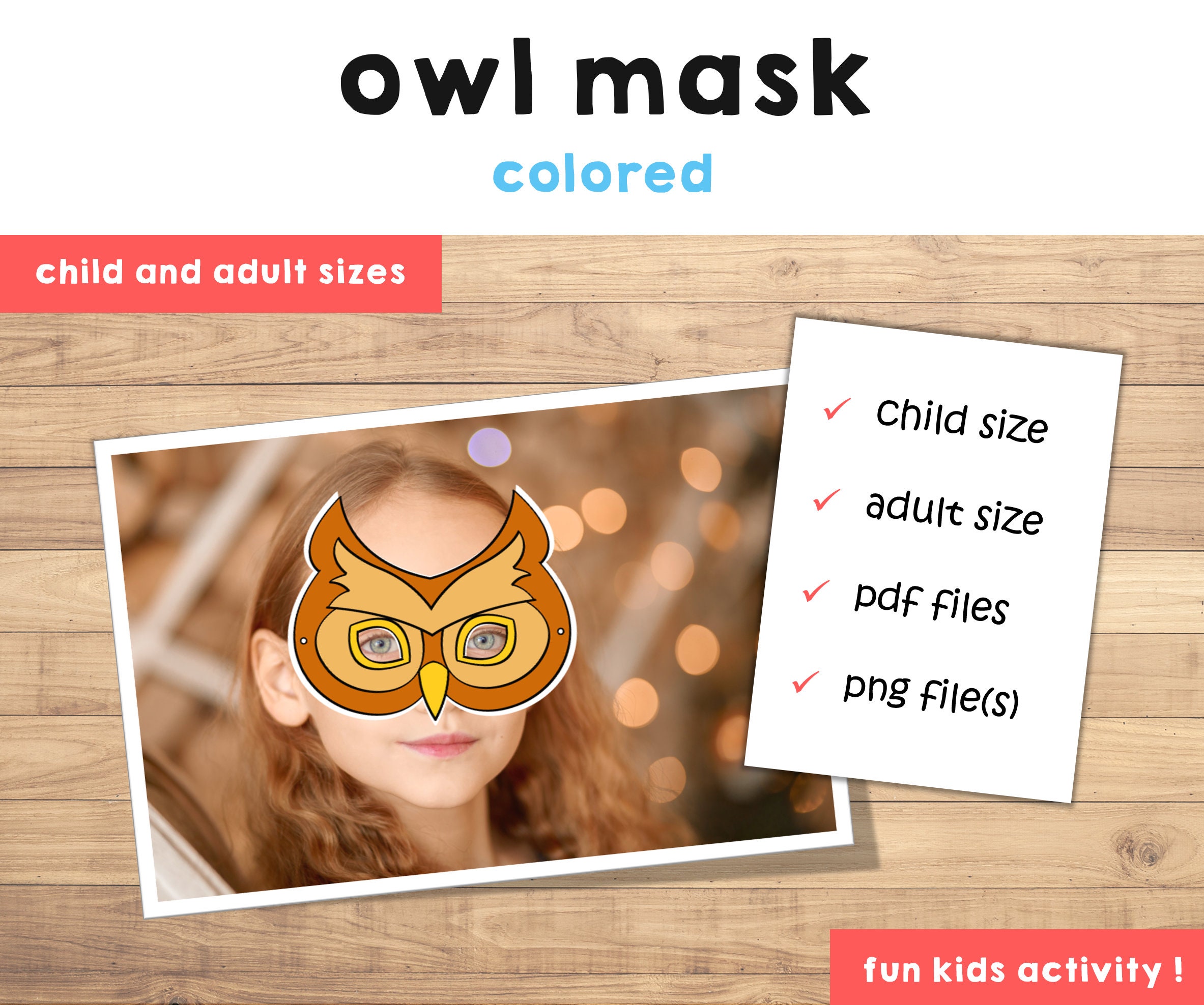 Owl Costume Owl Mask Animal Mask Printable Owl Printable Owl | Etsy
