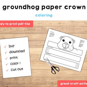 Groundhog Day Paper Crowns Party Coloring Printable Kids Craft Spring ...