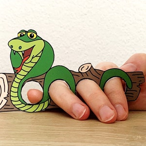 Cobra Snake Paper Craft Printable Asian Animal Reptile Finger Puppet ...