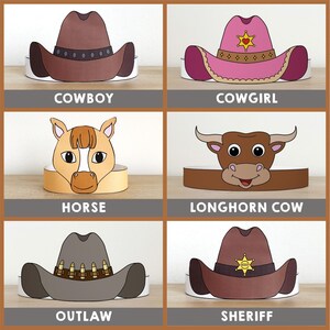 Wild West Paper Crown Headband Cowboy Sheriff Cowgirl Party Activity ...