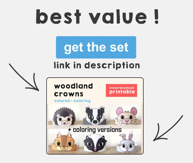 Mouse Paper Crown Party Coloring Printable Kids Craft Woodland - Etsy