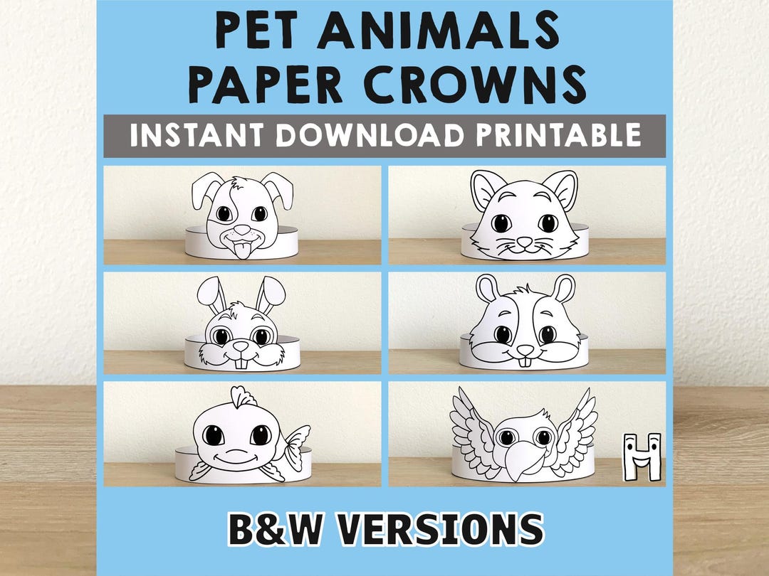 Pets Animals Paper Crowns Dog Cat Hamster Parrot Goldfish Bunny ...