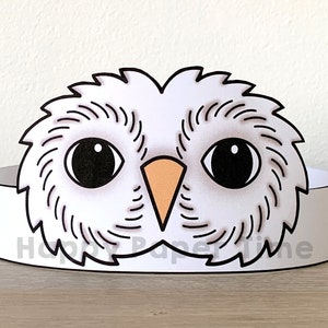 Snowy Owl Paper Crown Party Coloring Paper Hat Printable Kids Craft ...