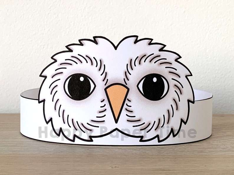 Snowy Owl Paper Crown Party Coloring Paper Hat Printable Kids - Etsy