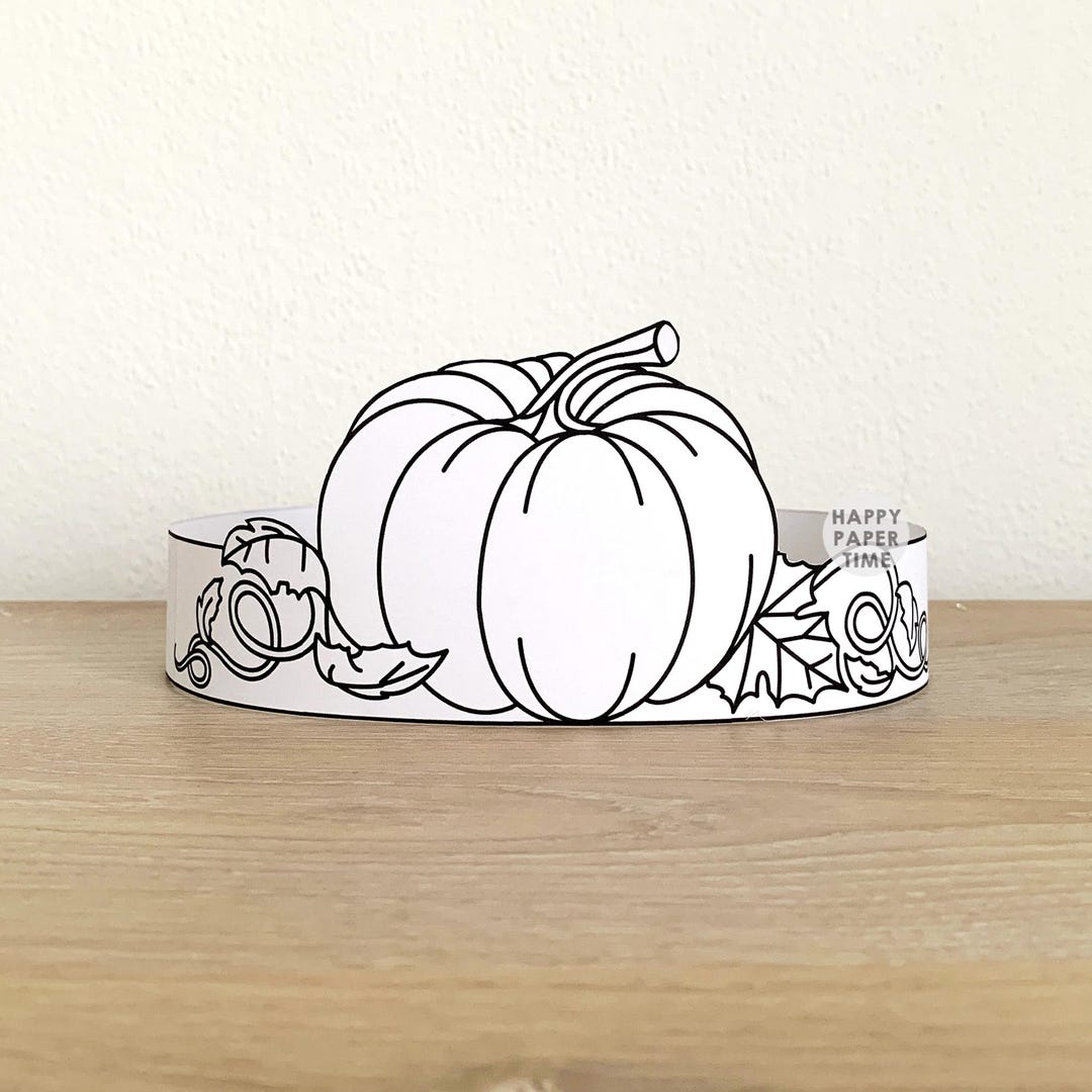 Pumpkin Paper Crown Headband Craft Hat Autumn Fall Thanksgiving Party ...