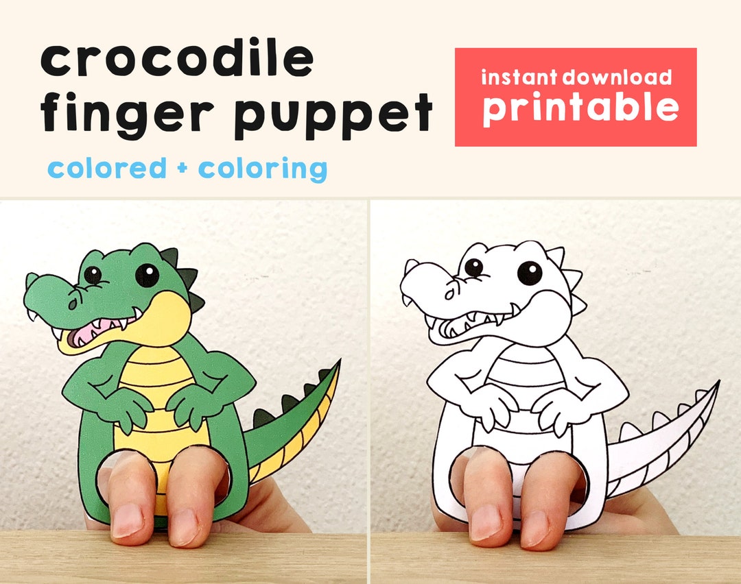 Crocodile Paper Craft Printable Australian Animal Finger Puppet Kids ...