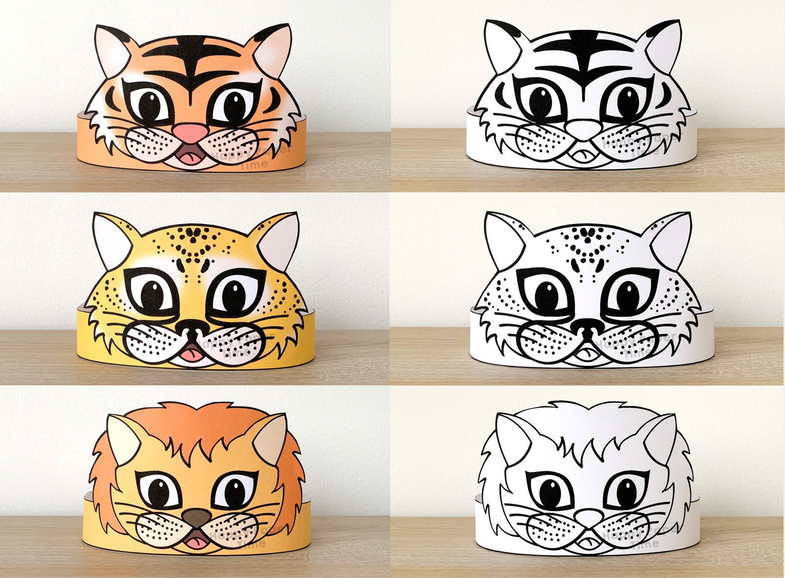 Tiger Crown Cheetah Crown Lion Crown Animals Paper Activity | Etsy