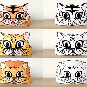 Tiger Crown, Cheetah Crown, Lion Crown; Animals Paper Activity ...
