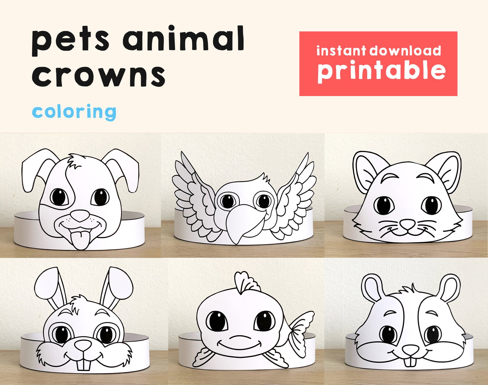 Pets Animals Paper Crowns Dog Cat Hamster Parrot Goldfish - Etsy