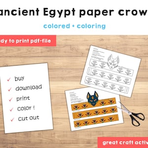 Ancient Egypt Cat Paper Crown Hat Template Party Coloring Printable ...
