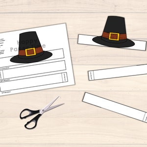 Pilgrim Hat Paper Crown Thanksgiving Settler Party Coloring Printable ...