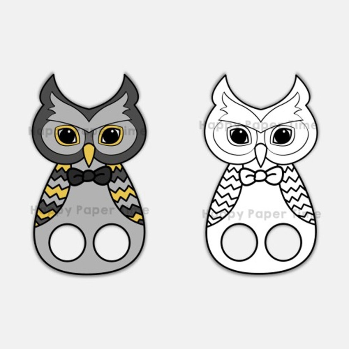 Owl paper craft printable woodland animal Finger Puppet Kids | Etsy