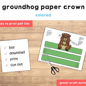 Groundhog Day Paper Crown Party Printable Kids Craft Spring Costume ...