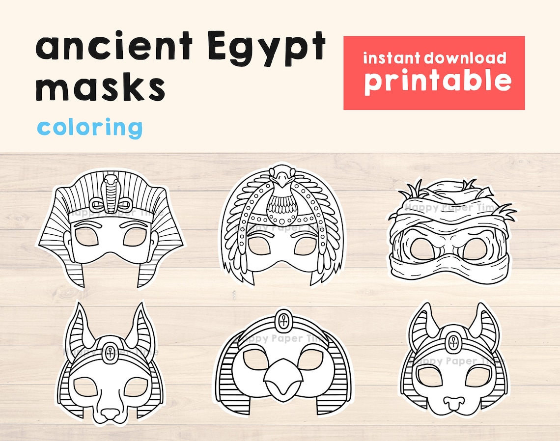 Ancient Egypt Masks Template Pharaoh Cleopatra Mummy Horus - Etsy