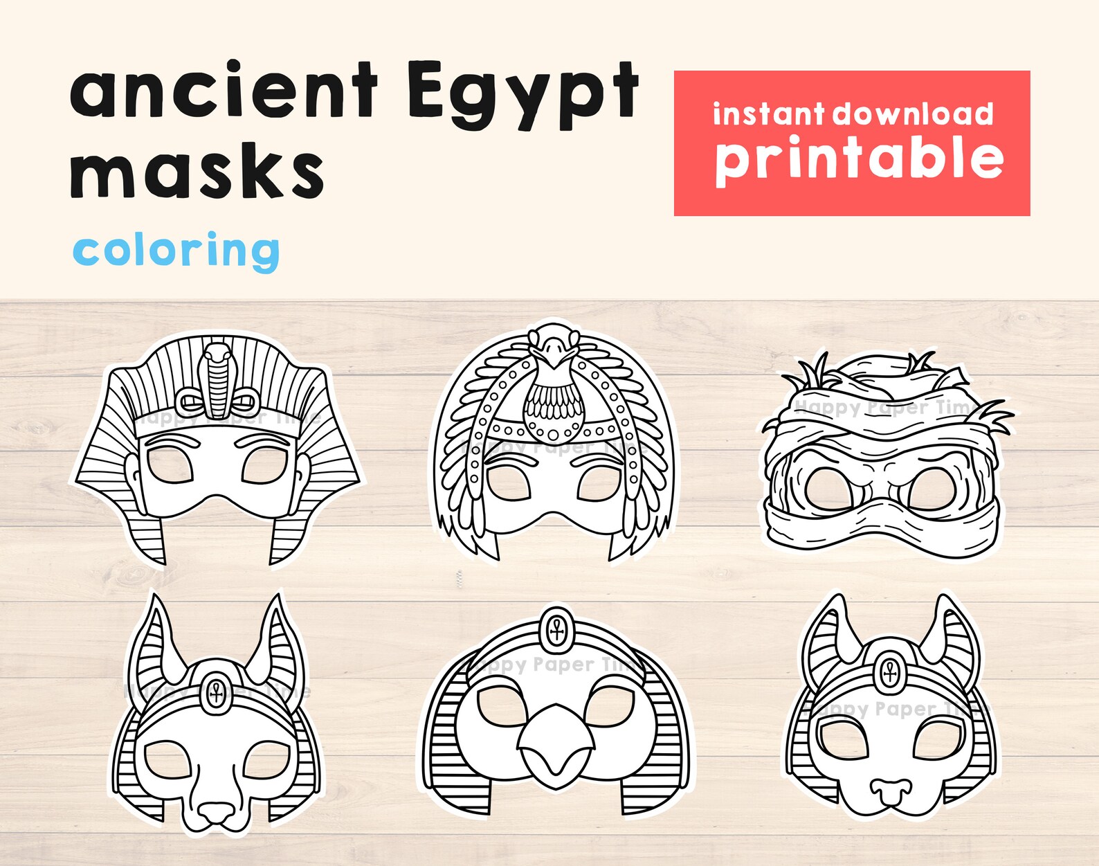 Ancient Egypt Masks Template Pharaoh Cleopatra Mummy Horus - Etsy
