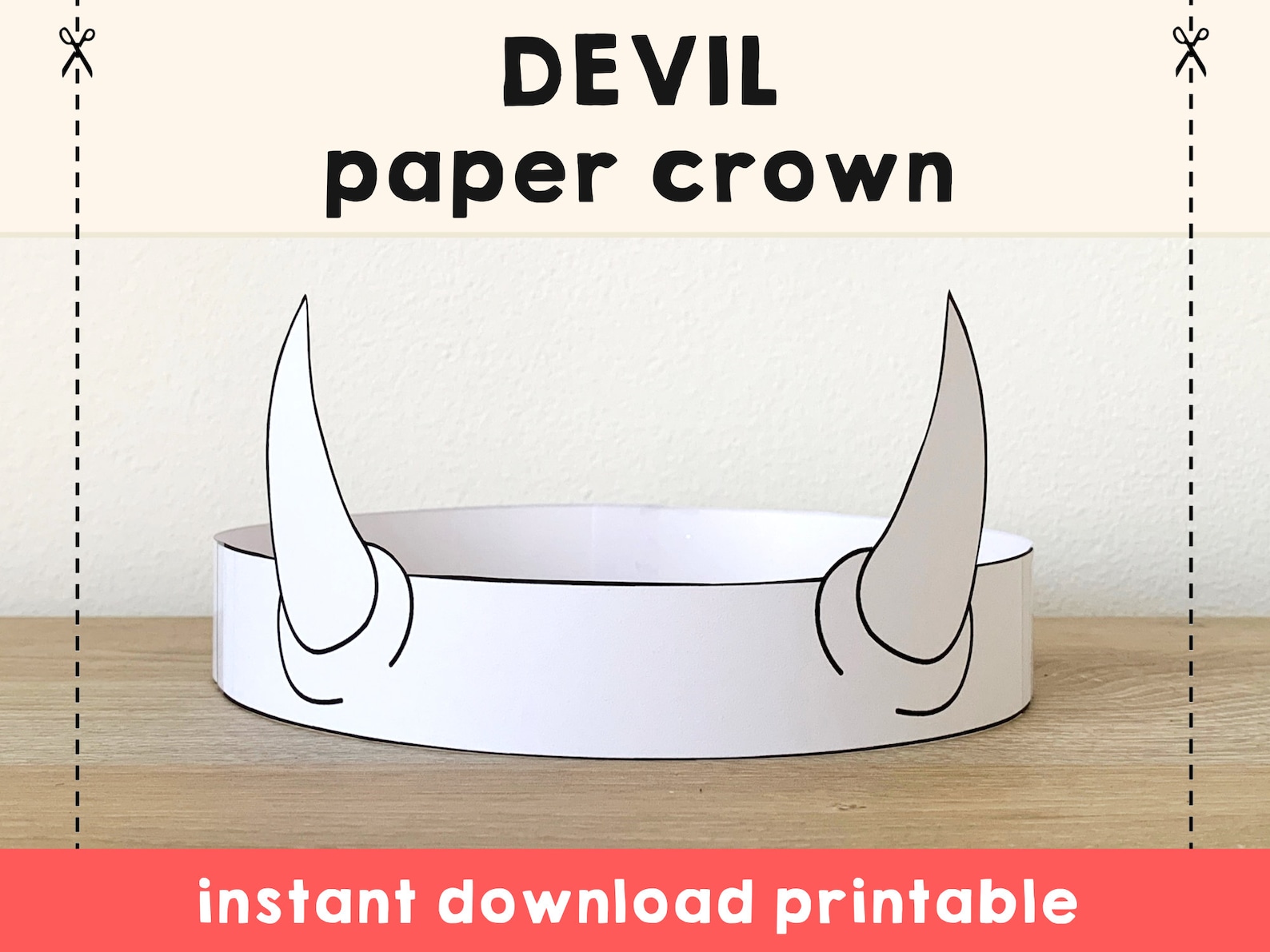 Devil Horns Paper Crown Party Coloring Printable Kids Craft Satan Hell ...