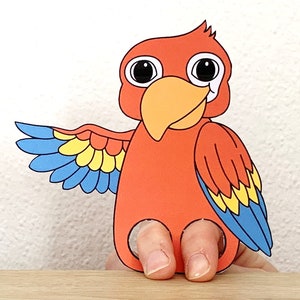 Parrot Paper Craft Printable Pet Animal Finger Puppet Bird Kids Craft ...