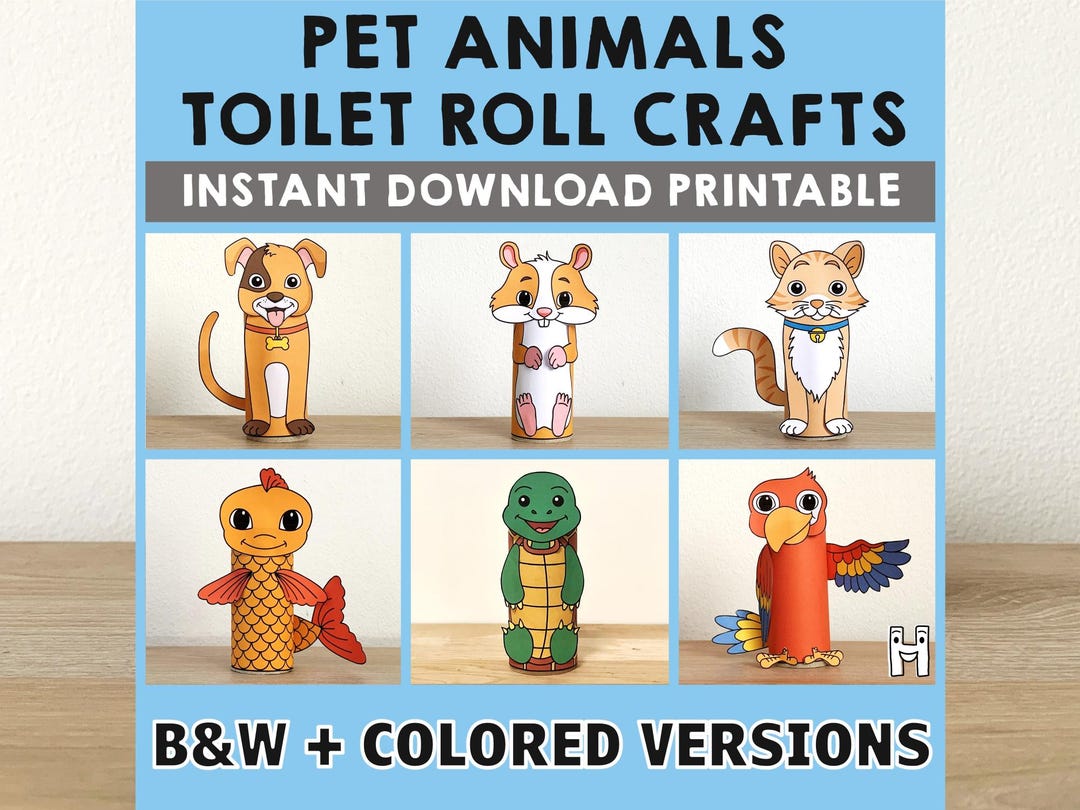 Pets Animals Toilet Paper Roll Craft Pet Party Coloring Printable ...