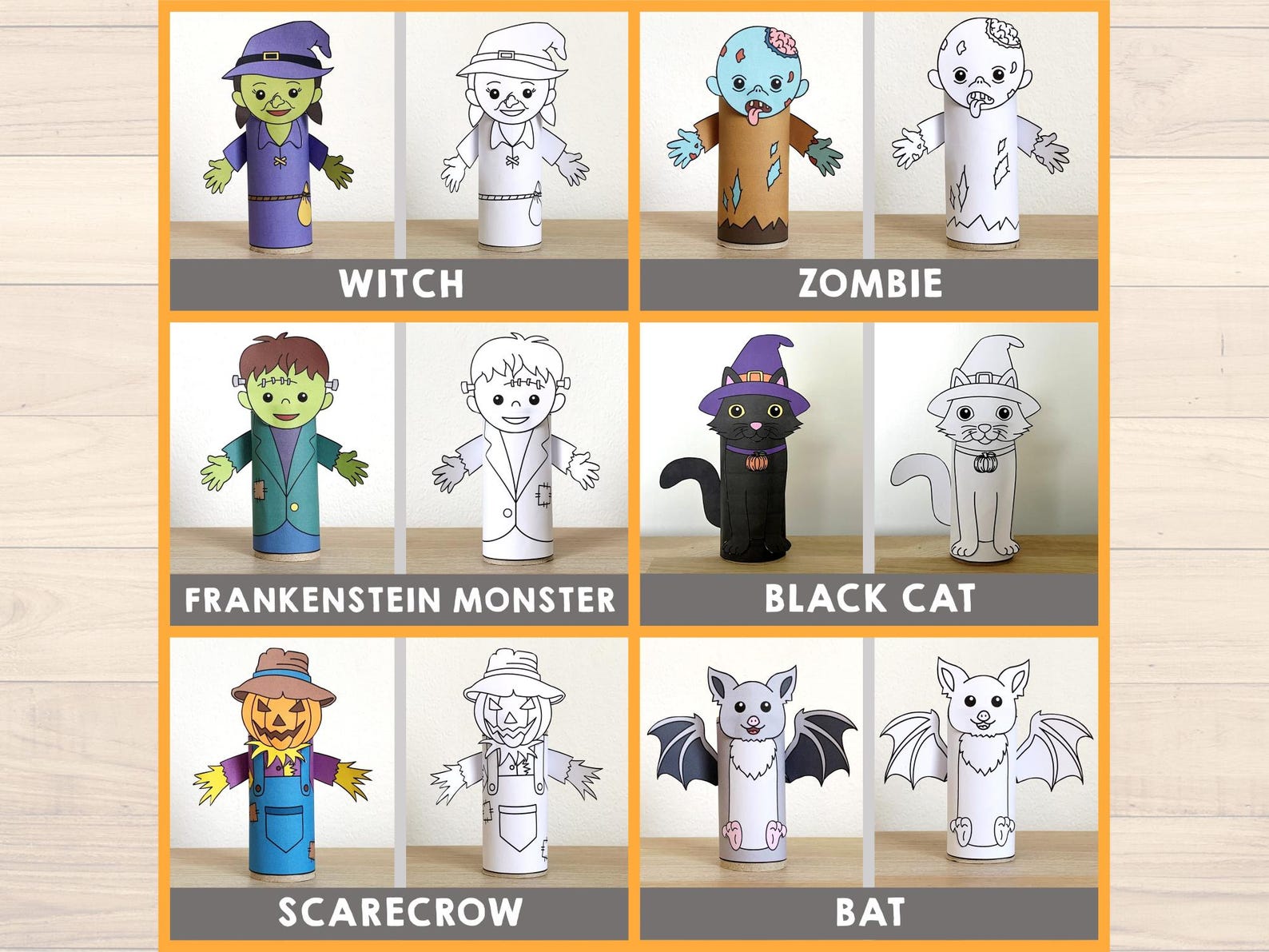 Halloween Toilet Paper Roll Craft Spooky Party Coloring Printable ...