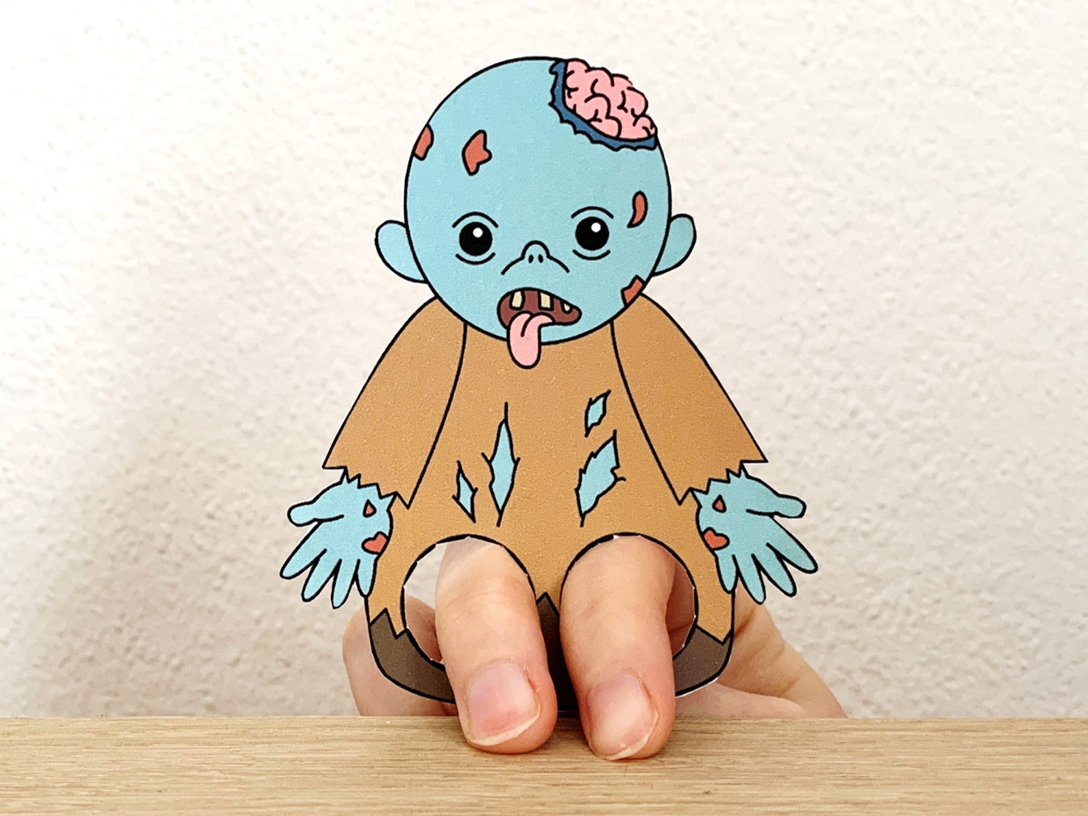 Zombie Paper Craft Printable Halloween Spooky Day Finger Puppet Kids ...