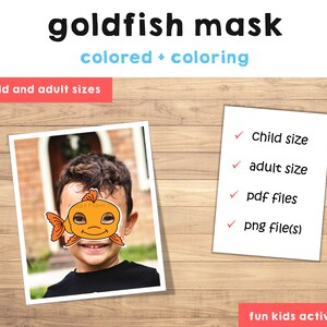 Goldfish Mask Paper Fish Pet Animal Mask Party Favor Pet Printable ...