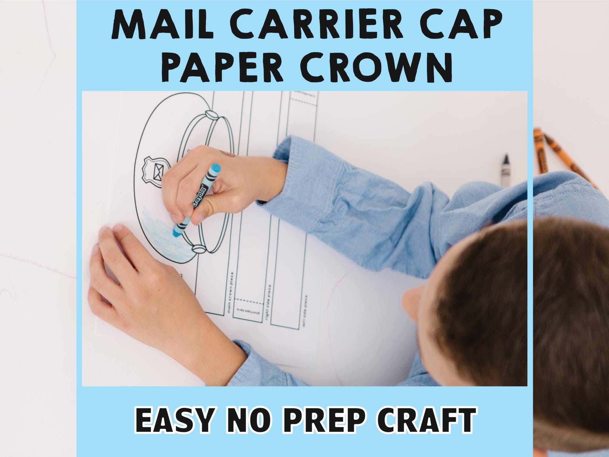 Postman Cap Hat Paper Crown Party Coloring Printable Kids Craft ...