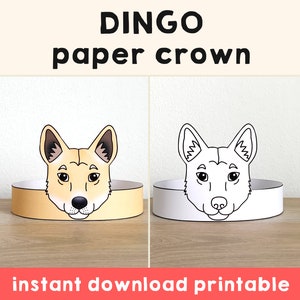 Dingo Paper Crown Australian Animal Template Coloring Activity ...