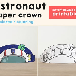 Astronaut Helmet Paper Crown Space Astronomy Party Coloring - Etsy
