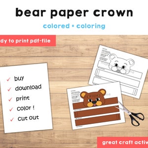 Bear Paper Crown Activity Printable Kids Craft Woodland Forest Birthday ...