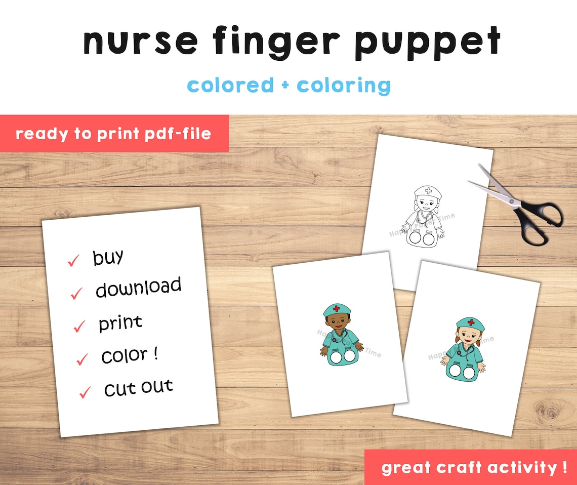 Nurse Paper Craft Printable Community Helper Finger Puppet - Etsy