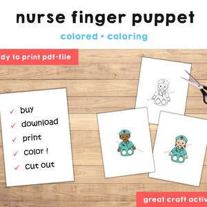 Nurse Paper Craft Printable Community Helper Finger Puppet Kids Doctor ...