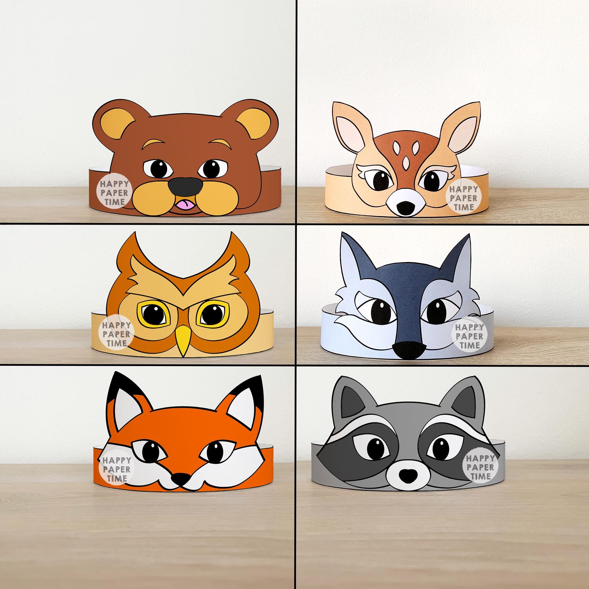 Woodland Animals Paper Crowns Activity Printable Kids Craft Woodland ...