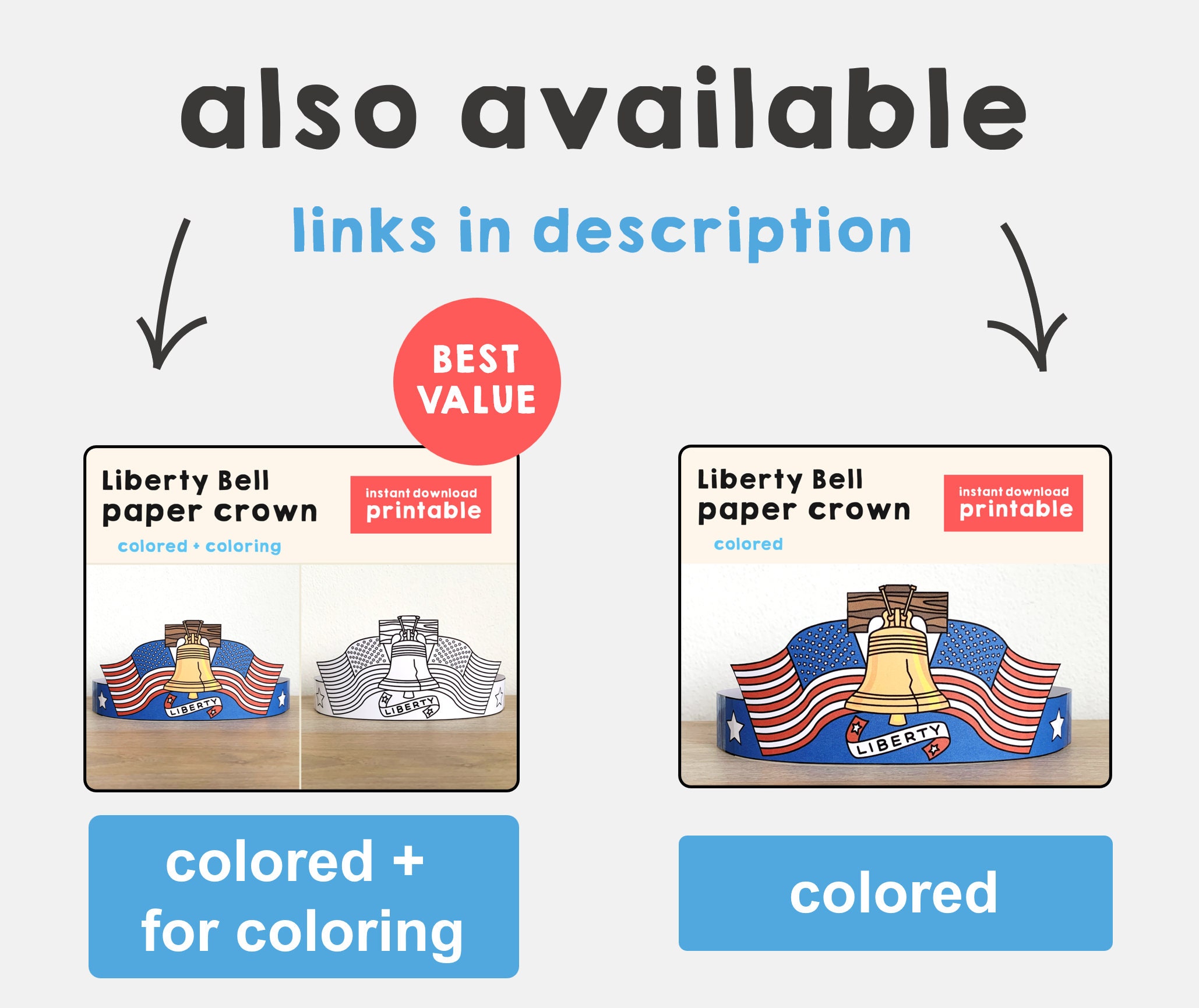 Liberty Bell Paper Crown 4th of July America Patriotic Headband ...