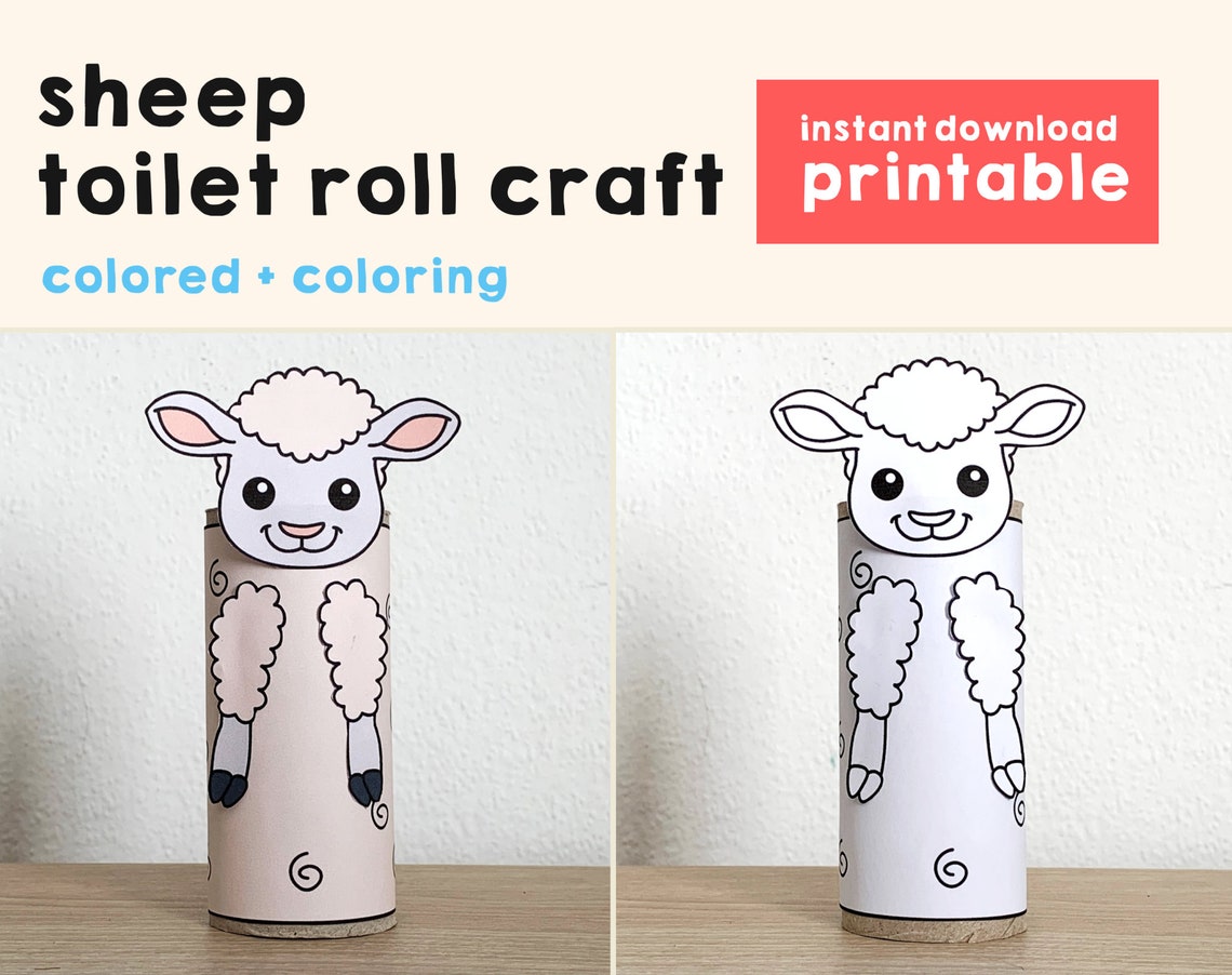 Sheep Toilet Paper Roll Craft Farm Animal Party Coloring - Etsy