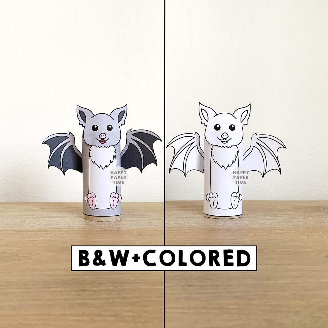 Bat Toilet Paper Roll Craft Halloween Spooky Party Coloring Printable ...