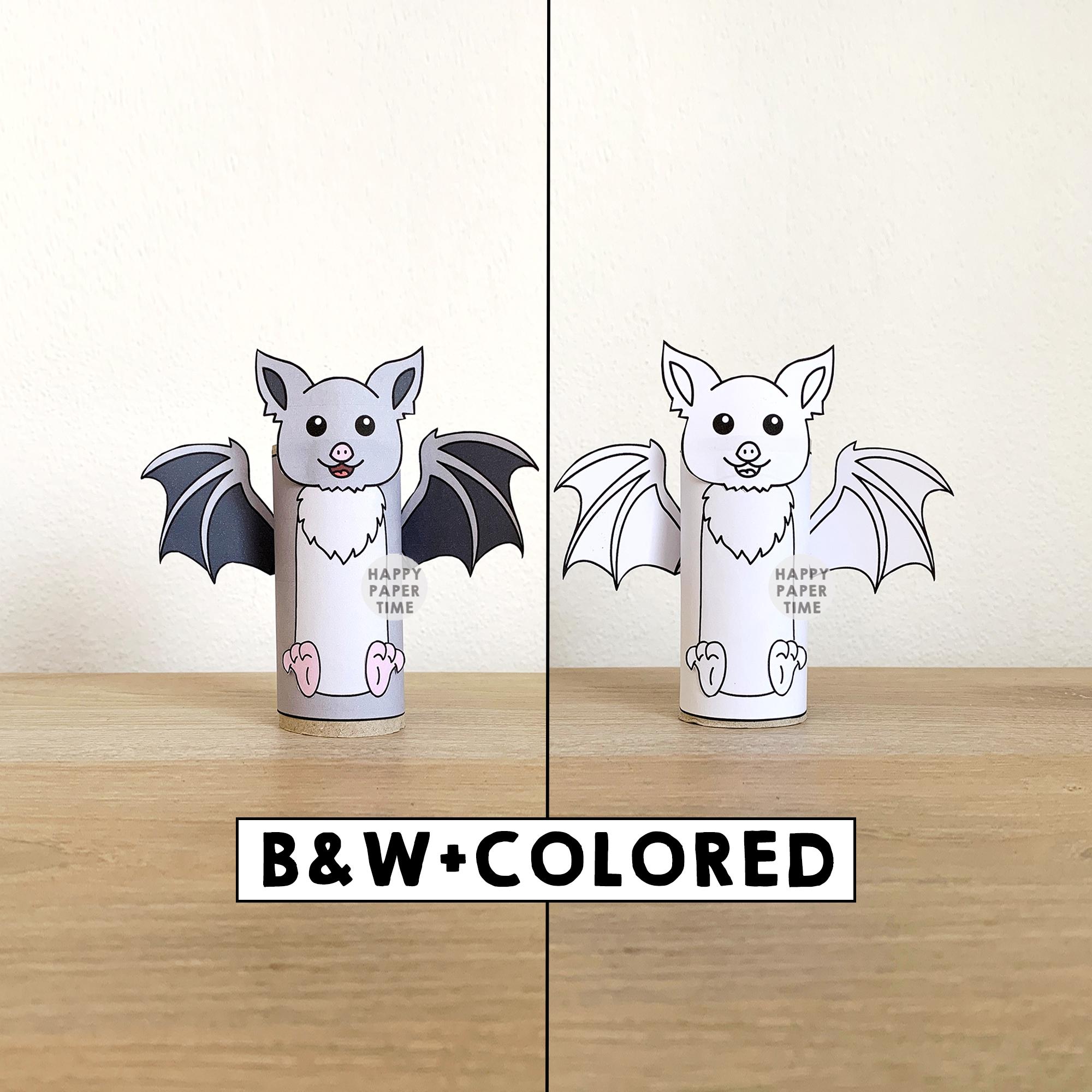 Bat Toilet Paper Roll Craft Halloween Spooky Party Coloring Printable ...