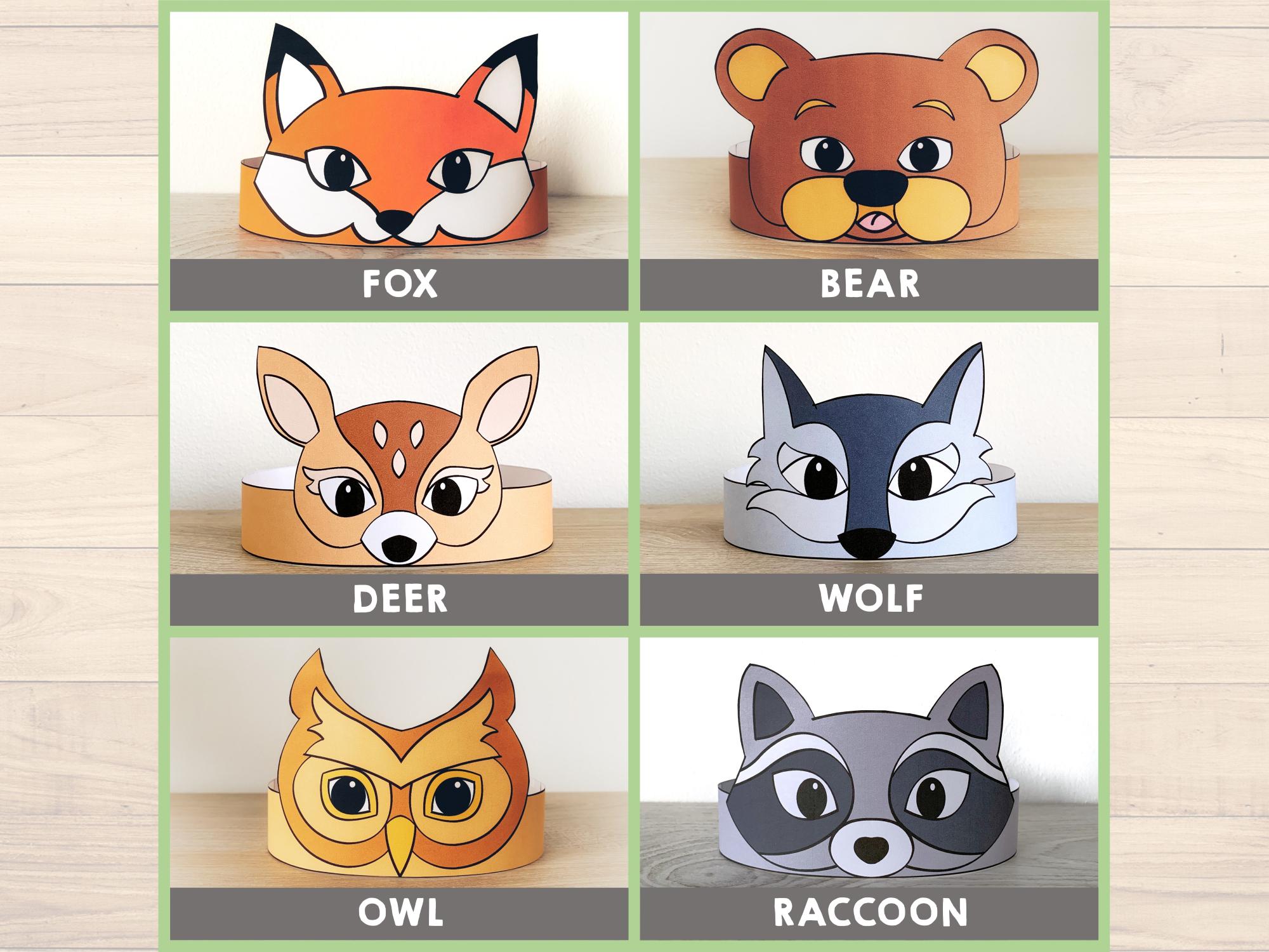 Woodland Animals Paper Crowns Activity Printable Kids Craft Woodland ...