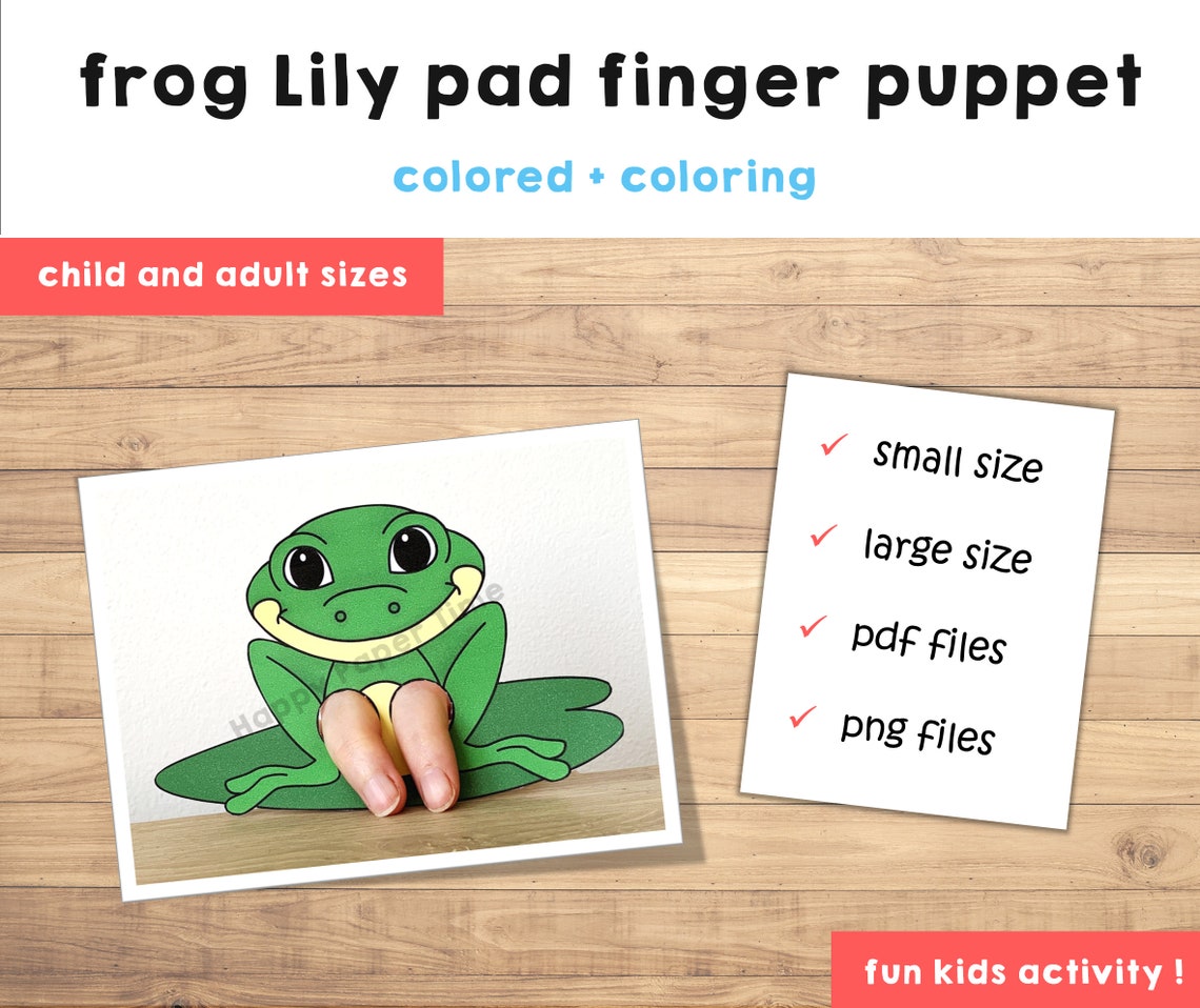 Frog Puppet Paper Craft Printable Pond Animal Finger Puppet | Etsy