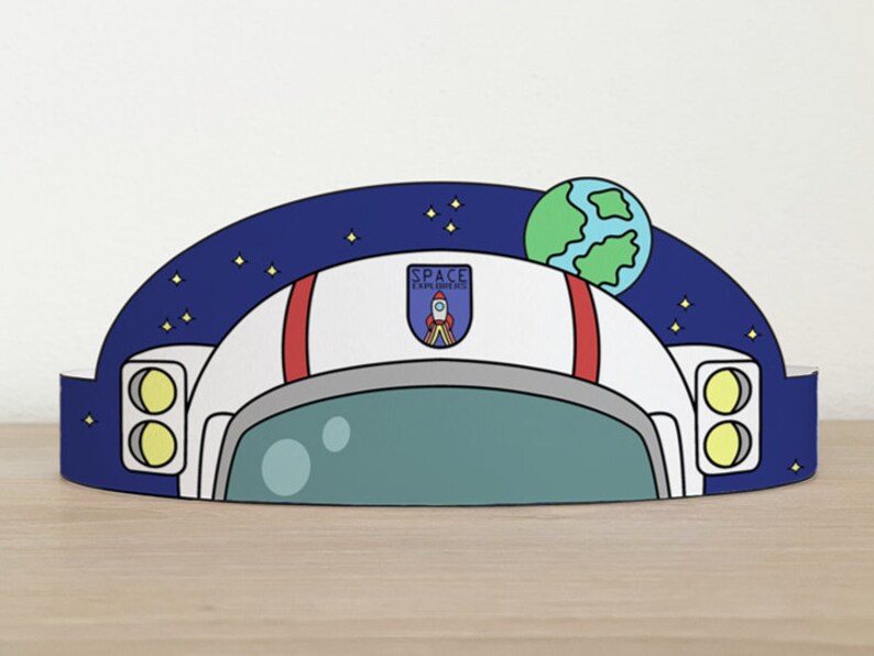 Astronaut Helmet Paper Crown Space Astronomy Party Printable - Etsy