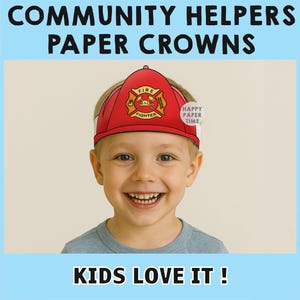 Community Helpers Paper Crowns Police Builder Farmer Nurse Mail Carrier ...