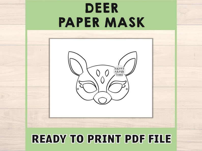 Deer Mask Printable Deer Party Printable Gift Deer Costume Deer Paper ...