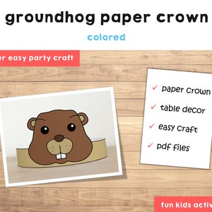 Groundhog Day Paper Crown Party Printable Kids Craft Spring Costume ...