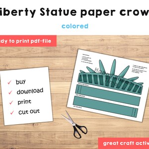 Statue of Liberty Paper Crown Printable Kids Craft Birthday Activity ...