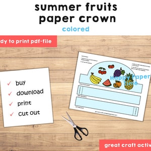 Fruits Summer Paper Crowns Spring Printable Kids Craft Birthday Party ...