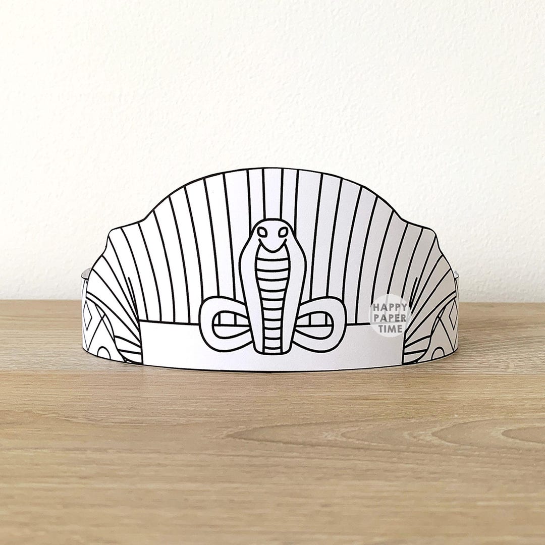 Pharaoh Paper Crown Ancient Egypt Headband Hat Party Coloring Printable ...