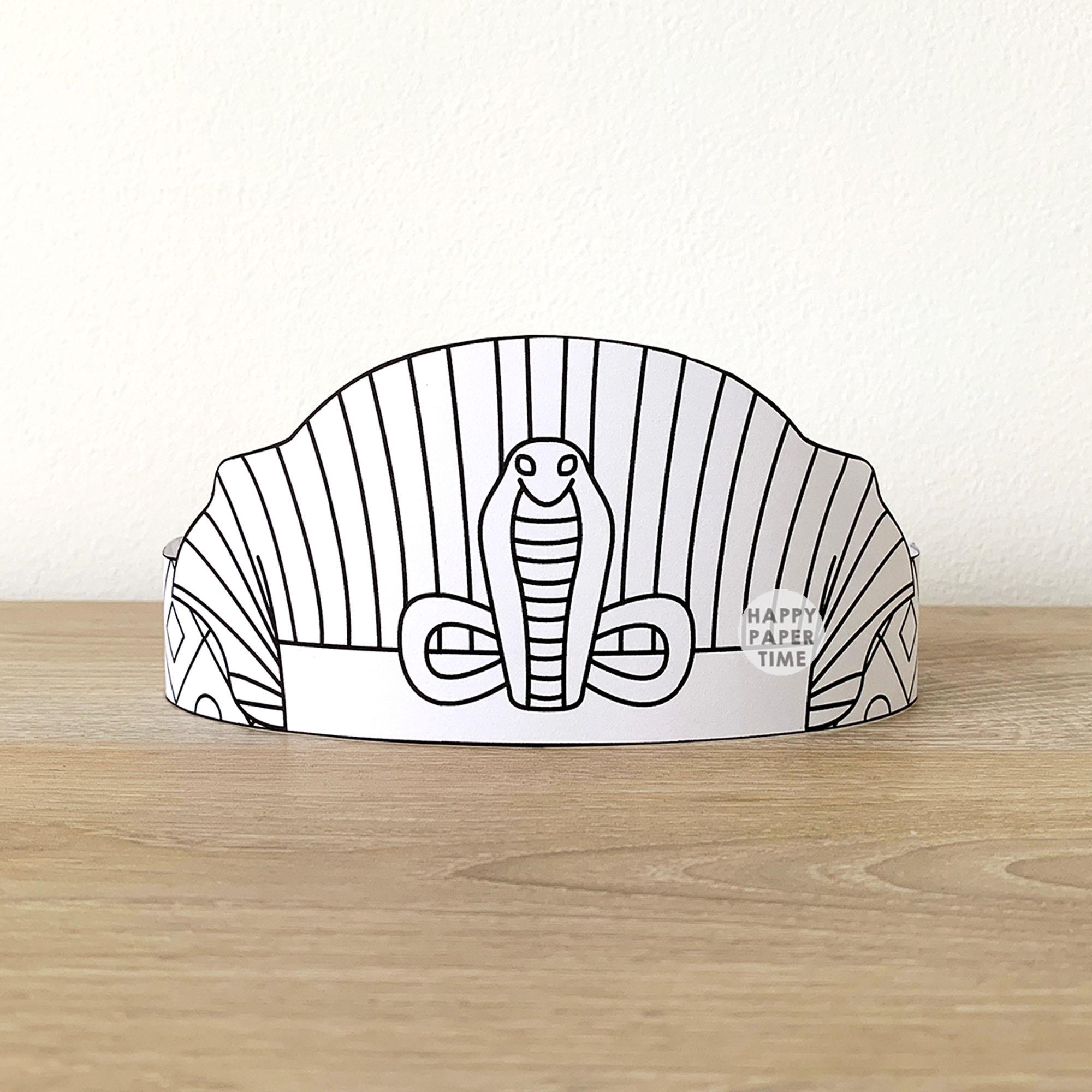 Pharaoh Paper Crown Ancient Egypt Headband Hat Party Coloring Printable ...