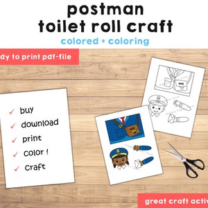 Postman Toilet Paper Roll Craft Mail Carrier Party Coloring Printable ...