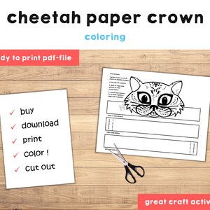 Cheetah Paper Crown Coloring Printable Kids Craft Africa Safari ...
