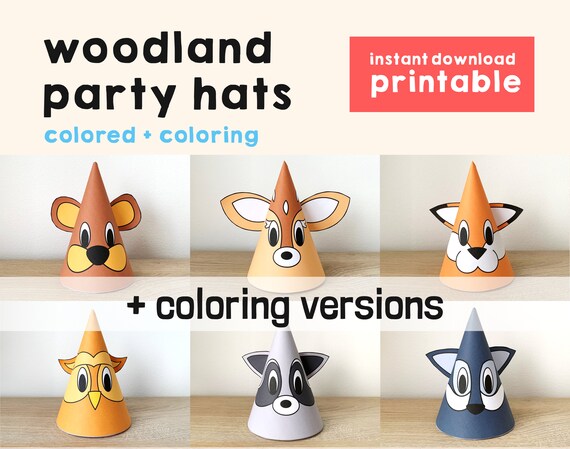 Woodland Paper Hat Printable Woodland Table Decoration Party | Etsy